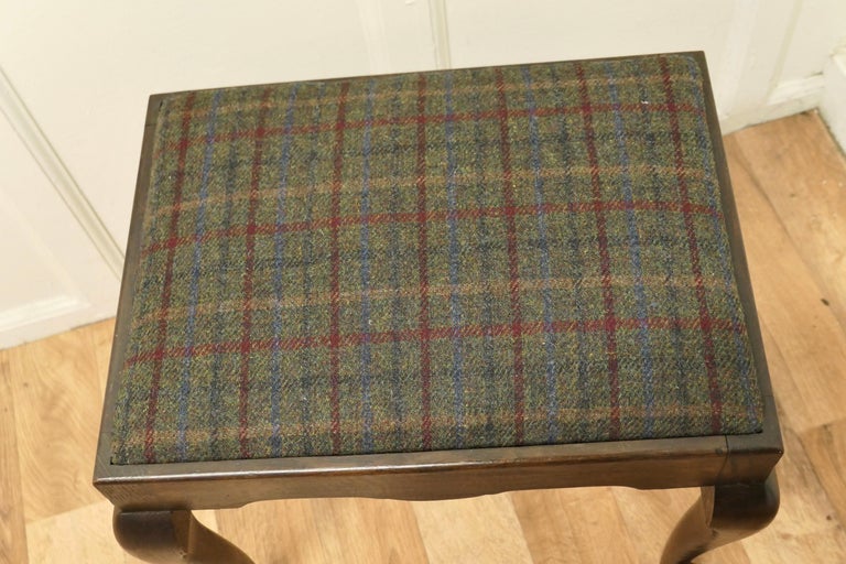 A Sturdy Victorian Oak and Tweed Library Stool. For Sale at 1stDibs