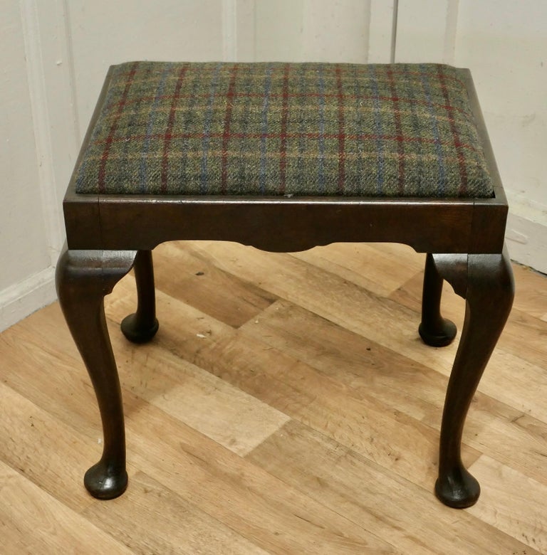A Sturdy Victorian Oak and Tweed Library Stool. For Sale at 1stDibs
