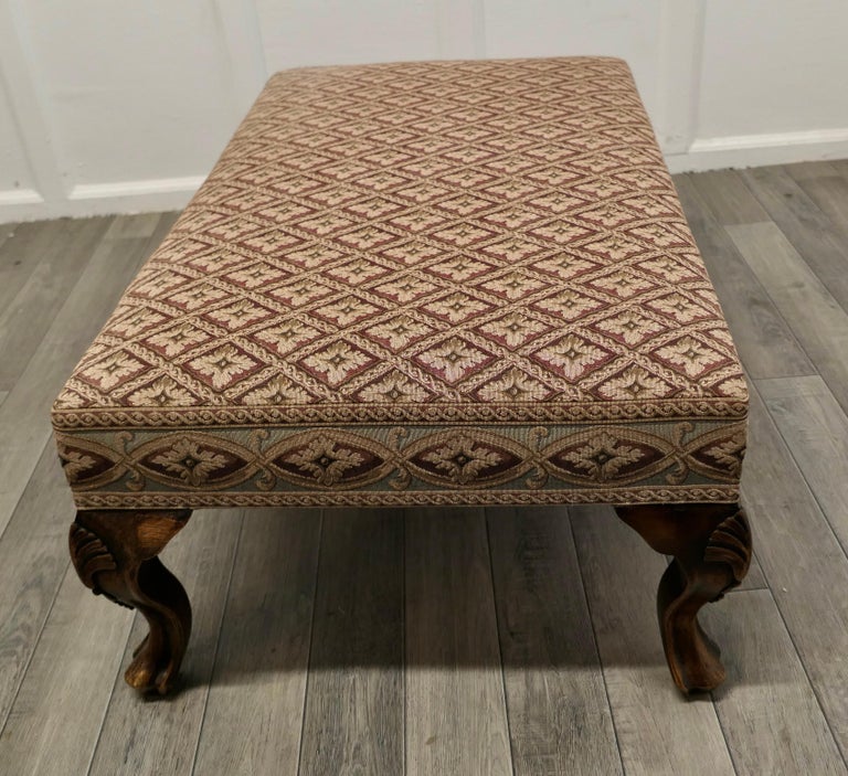 Sturdy Walnut Upholstered Library Stool For Sale at 1stDibs
