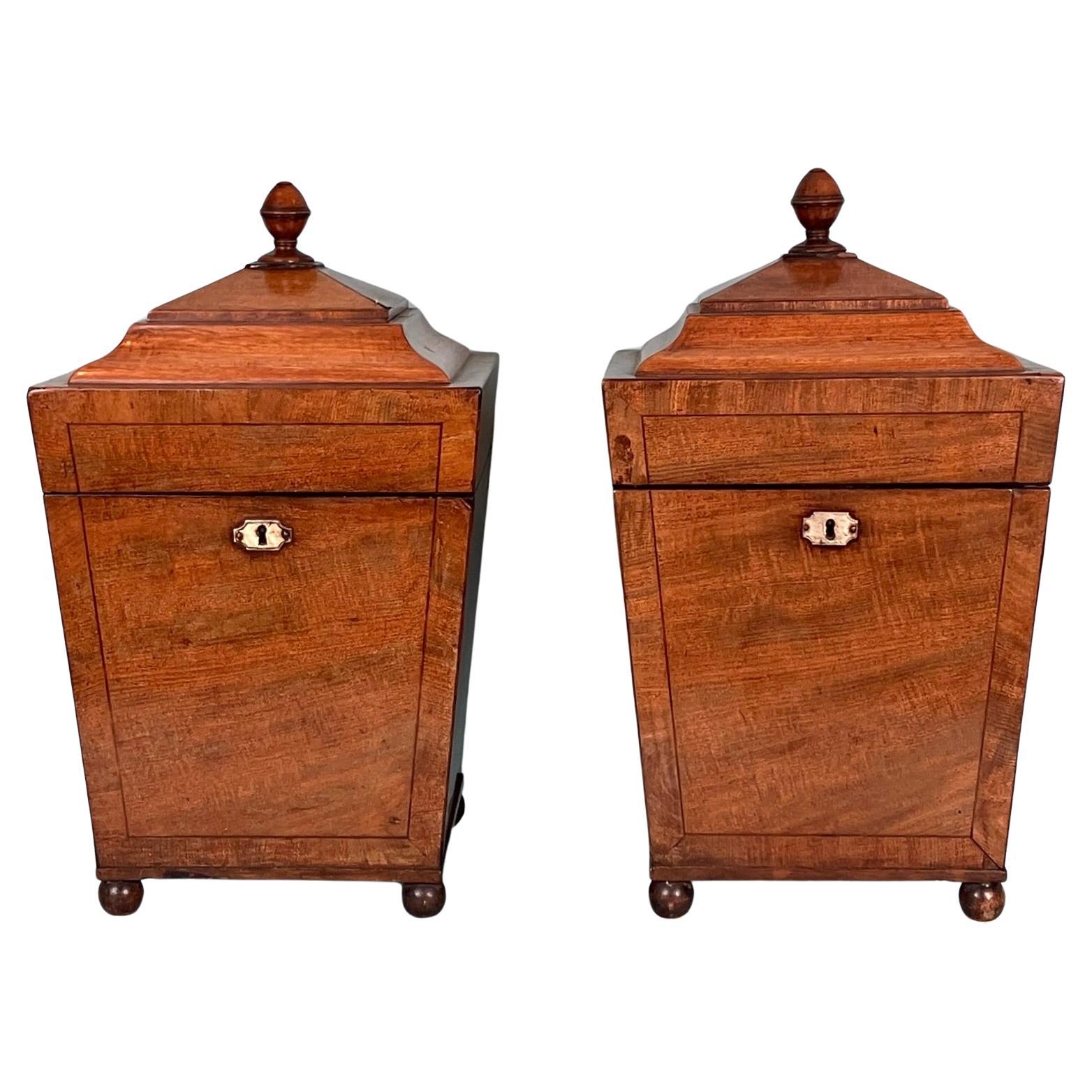 A Stylish Pair of English Late Regency Mahogany Cutlery Boxes For Sale ...