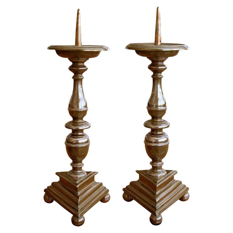 A Substantial Pair of French Baroque Style Bronze Pricket Sticks For ...