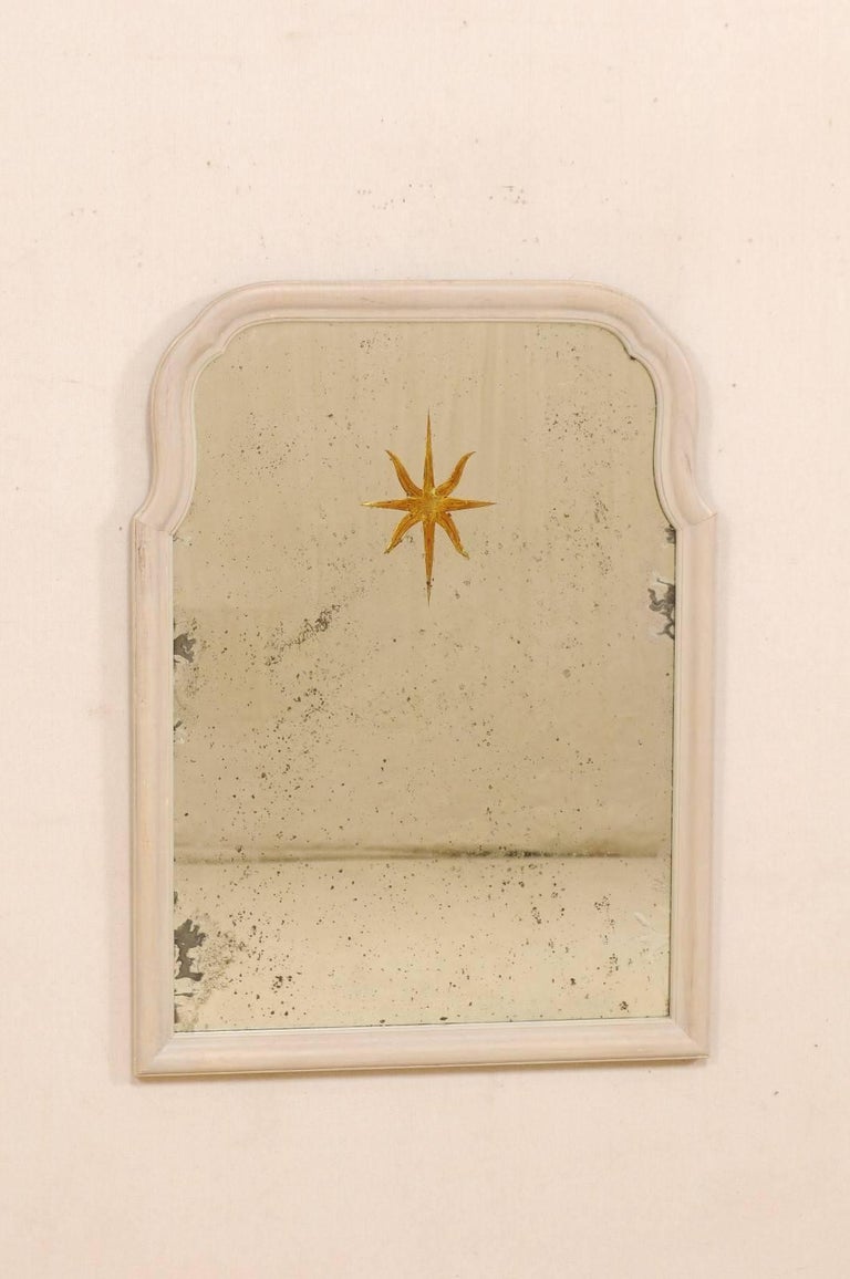 Sunburst Églomisé Antiqued Wall Mirror with Neutral Painted Cream ...
