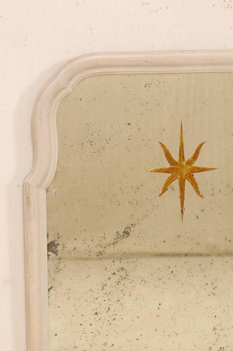 Sunburst Églomisé Antiqued Wall Mirror with Neutral Painted Cream ...