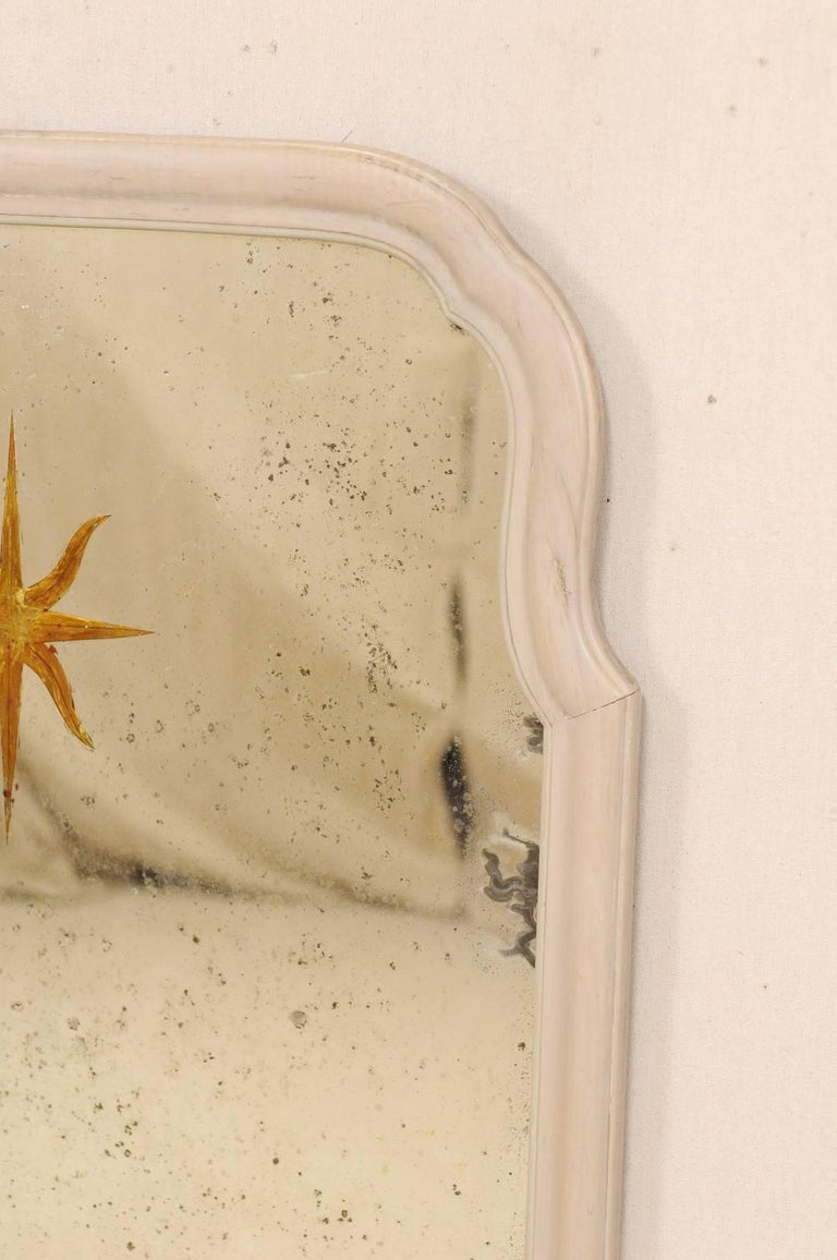 Sunburst Églomisé Antiqued Wall Mirror with Neutral Painted Cream ...