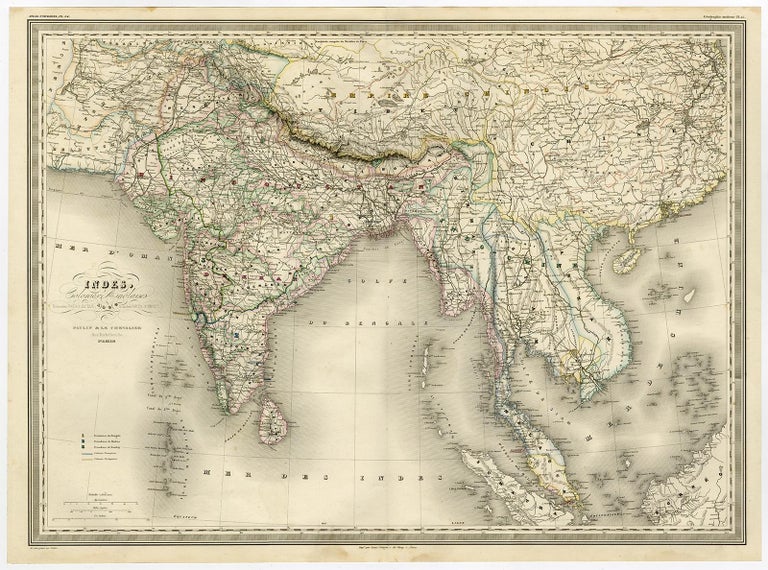 Superb, Large Map of British India, Chinese Empire, Indochina, Malaysia ...