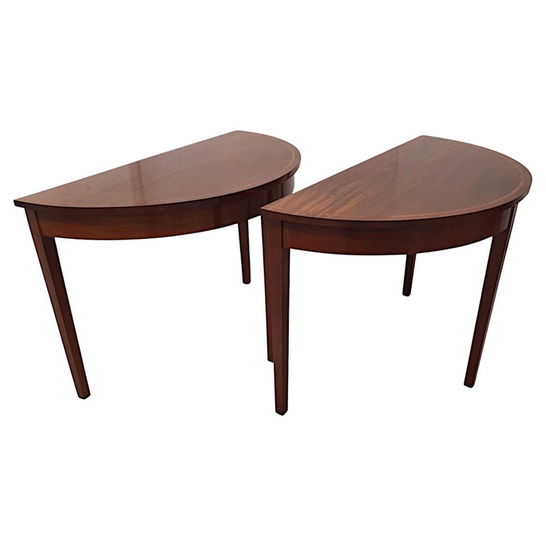Superb Pair of Early 20th Century Demi Lune Side Tables For Sale at 1stDibs