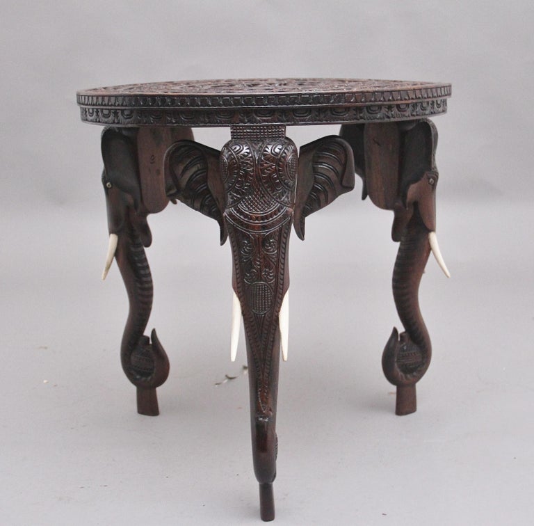 Superb Quality 19th Century Anglo-Indian Carved Elephant Occasional ...