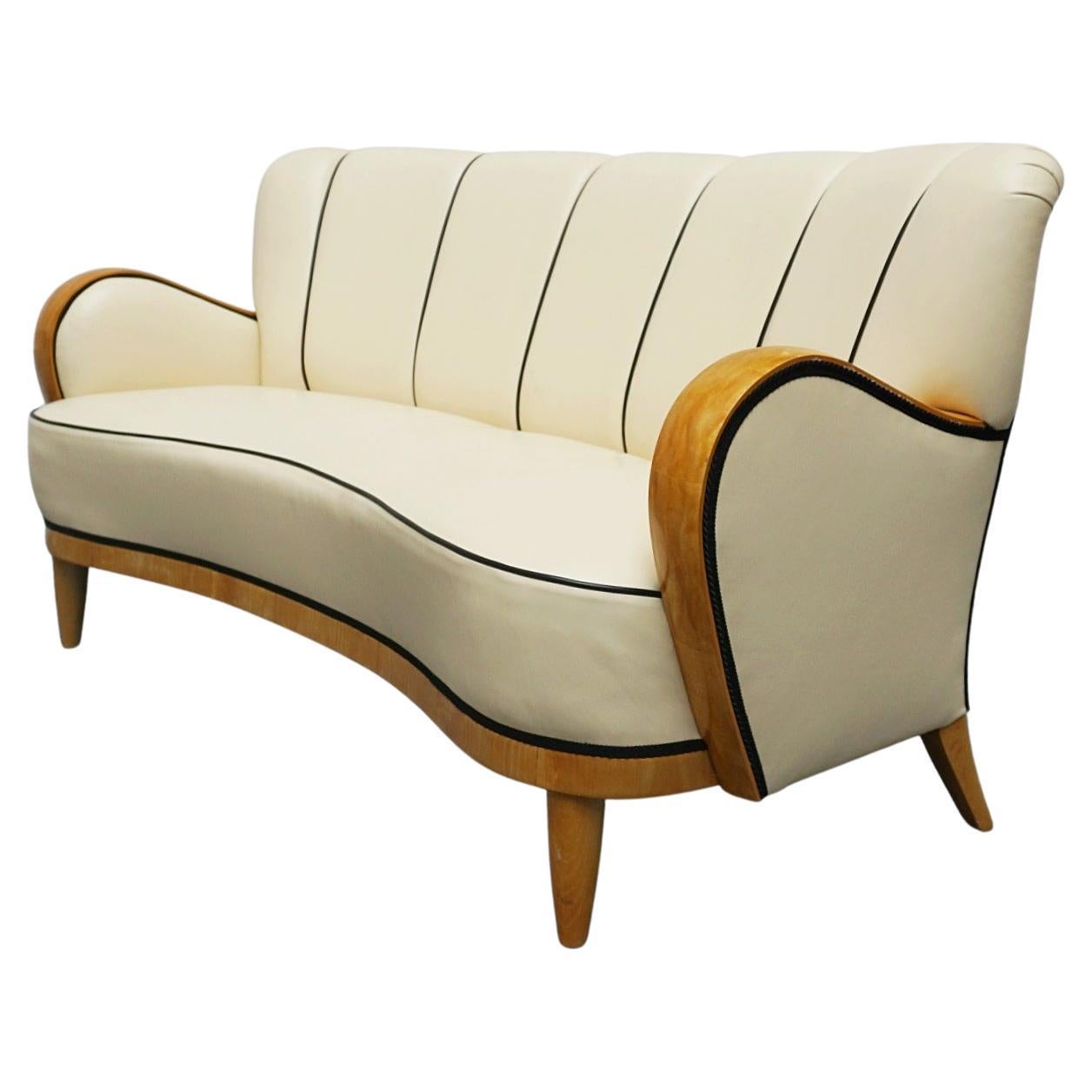 Swedish Art Deco 1930's Curved Sofa at 1stDibs