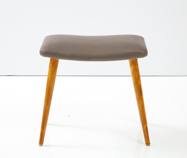 Swedish Birch and Upholstered Stool, Ca 1940s For Sale at 1stDibs