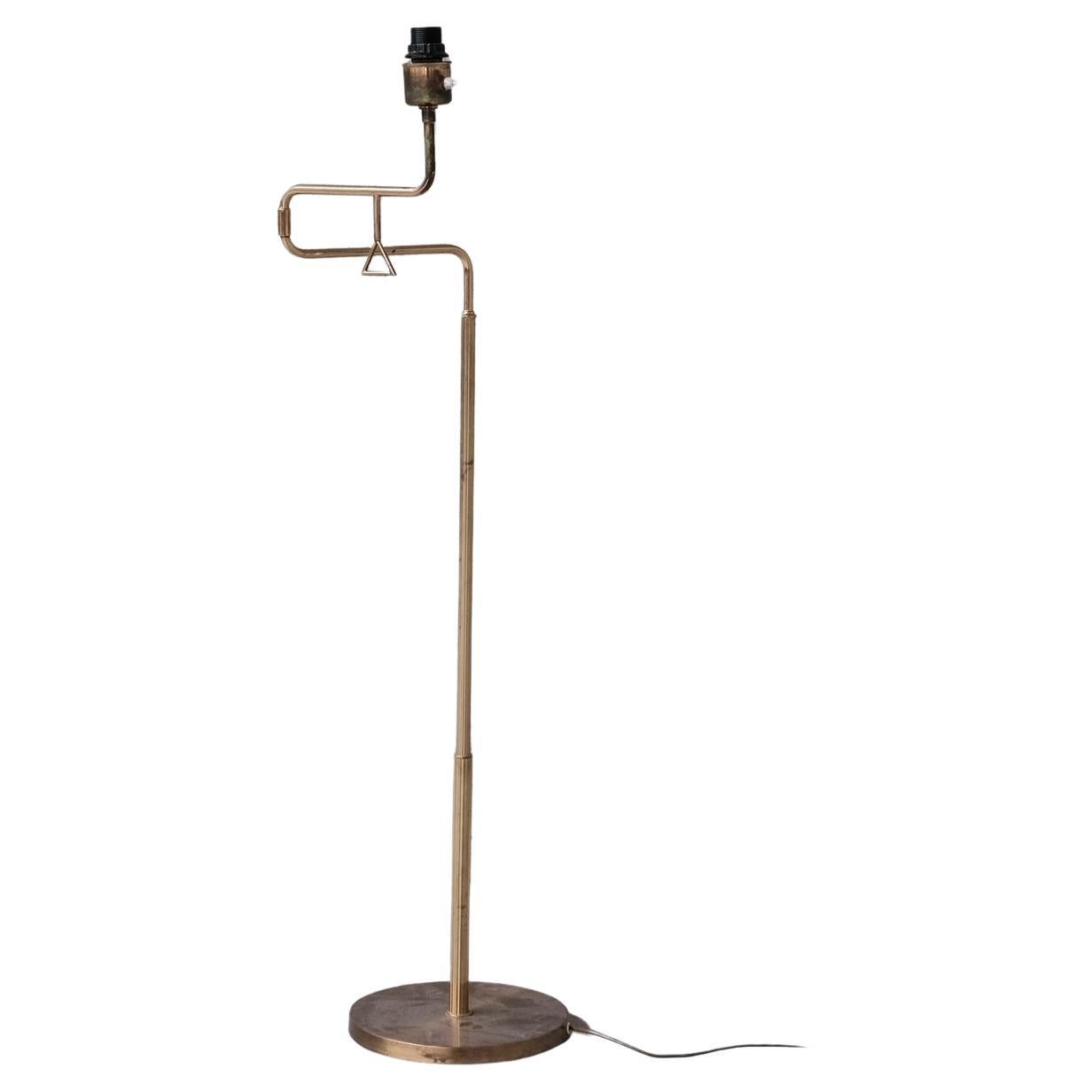 Danish Modern, Adjustable Swing Arm Floor Lamp in Brass, Midcentury ...