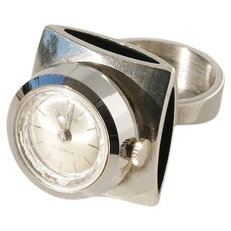 Swedish Sterling Silver Ring-Watch Made in 1967 For Sale at 1stDibs