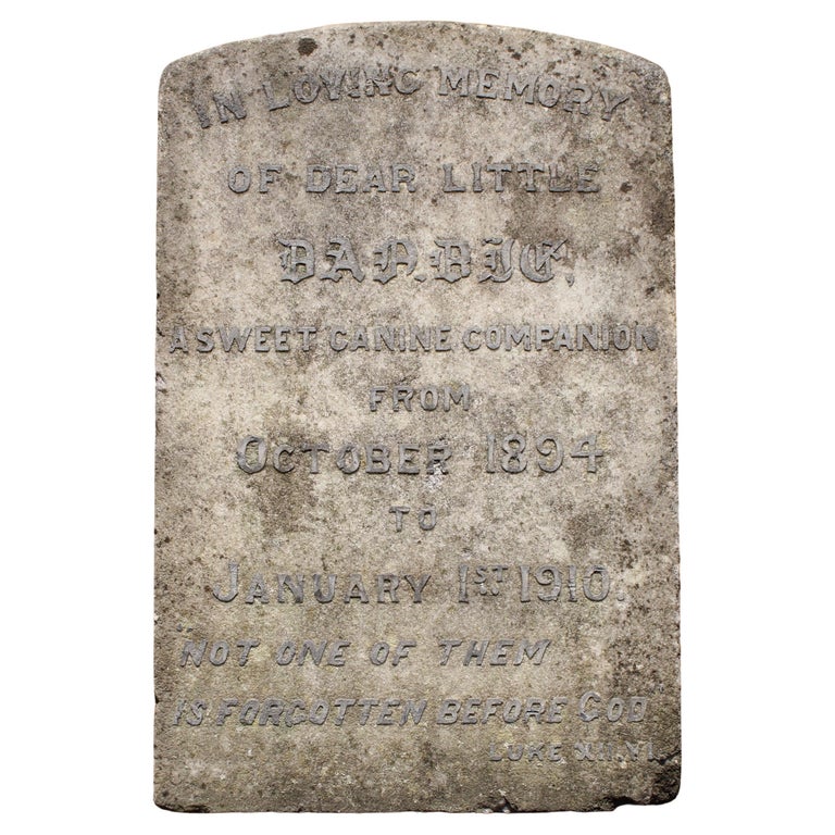 "A Sweet Canine Companion" Mable Head Stone 1894/1910 Dog Grave Marker Barbie at 1stDibs