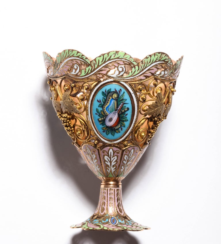 Swiss Gold and Enamel Zarf for the Turkish Market, circa 1840 at 1stDibs