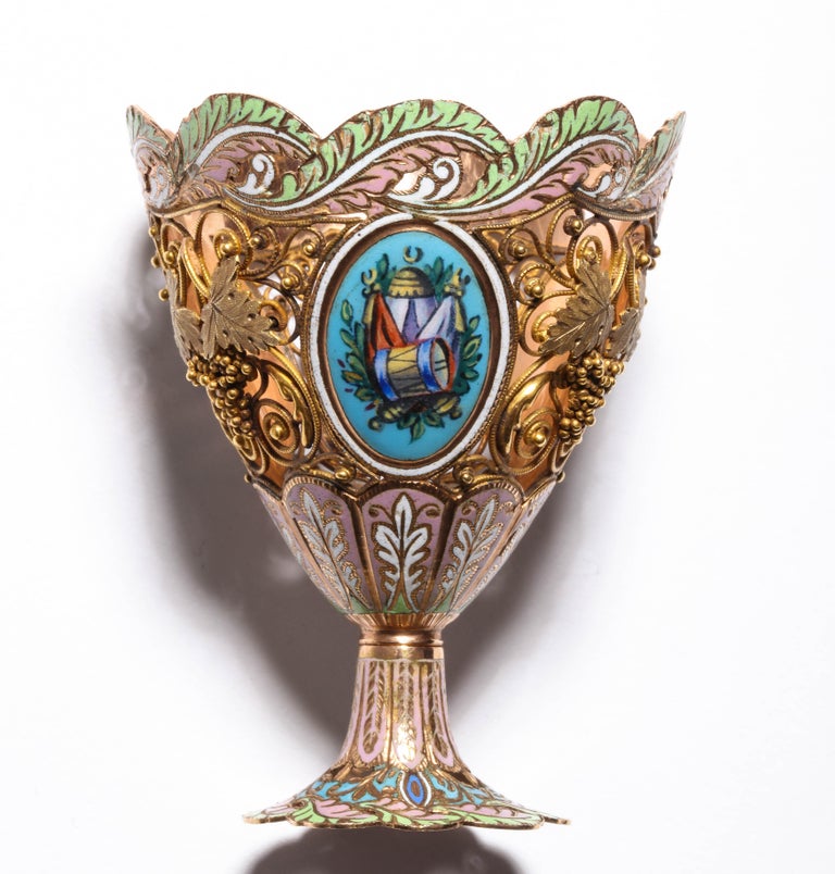Swiss Gold and Enamel Zarf for the Turkish Market, circa 1840 at 1stDibs