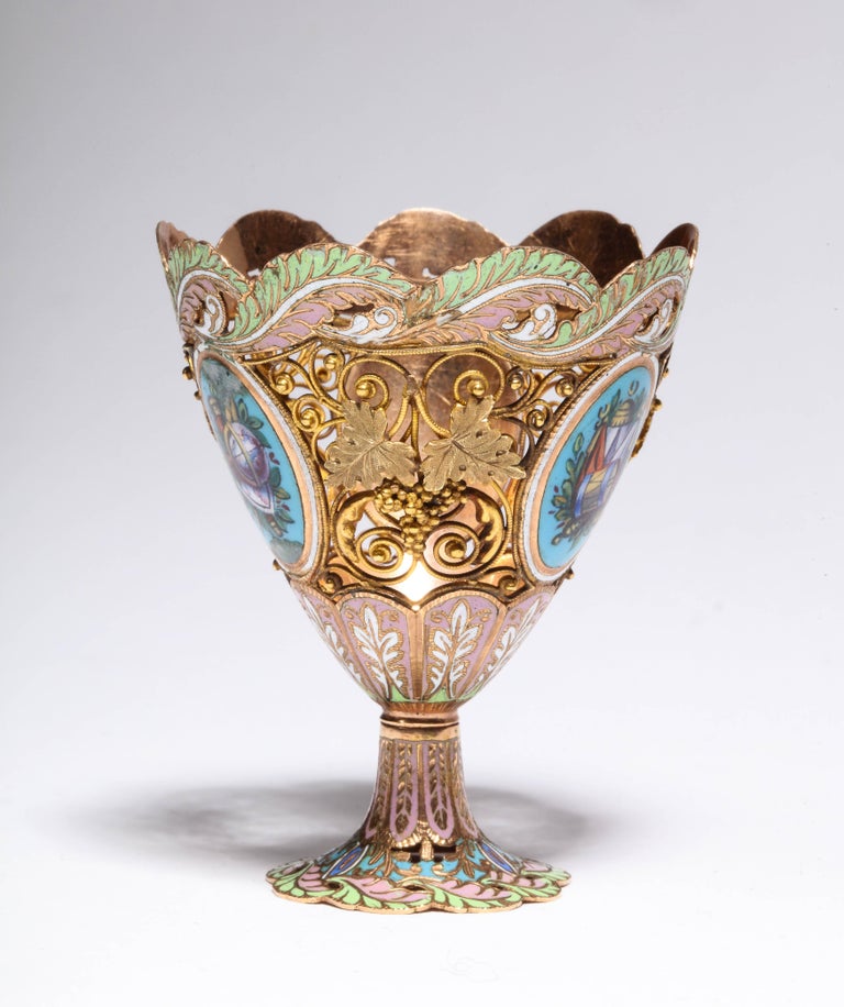 Swiss Gold and Enamel Zarf for the Turkish Market, circa 1840 at 1stDibs