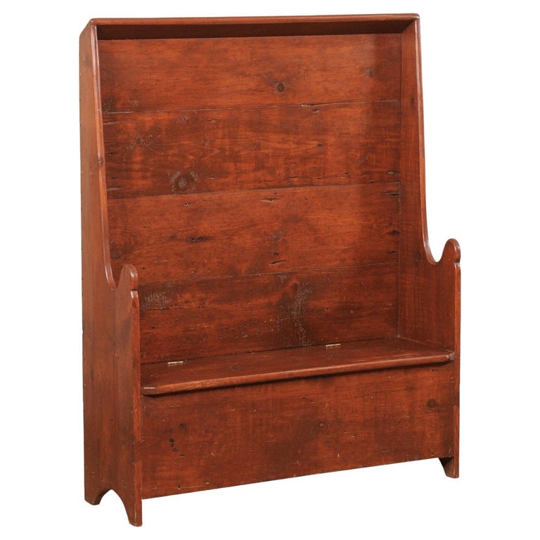 Tall 19th C. English Wooden Mudroom Hall Bench w/Storage For Sale at ...