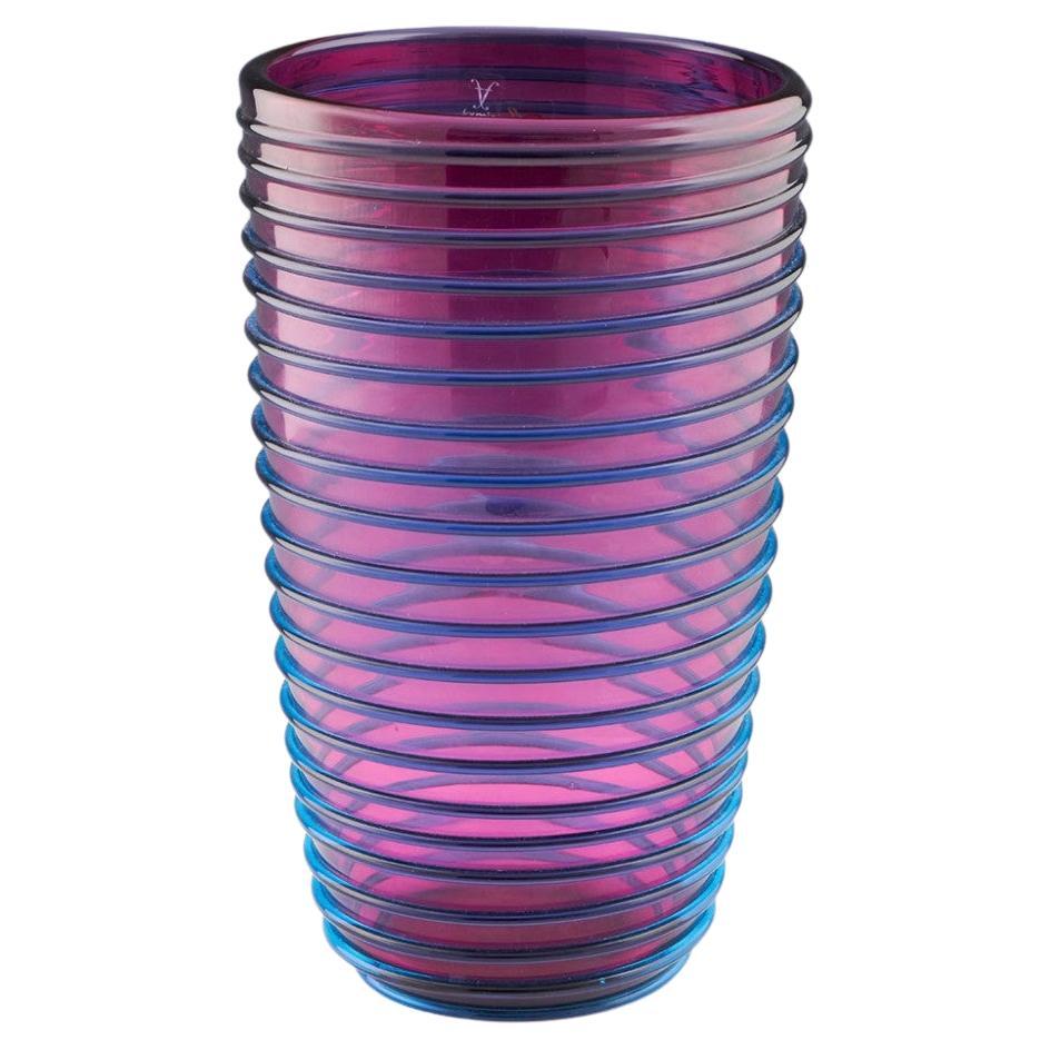 Tall Signed Barbini Blue to Amethyst Ombre Murano Glass Vase at 1stDibs