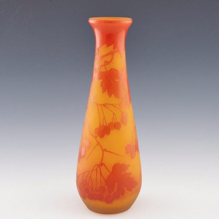 Tall Galle Cameo Glass Vase, c1910 For Sale at 1stDibs