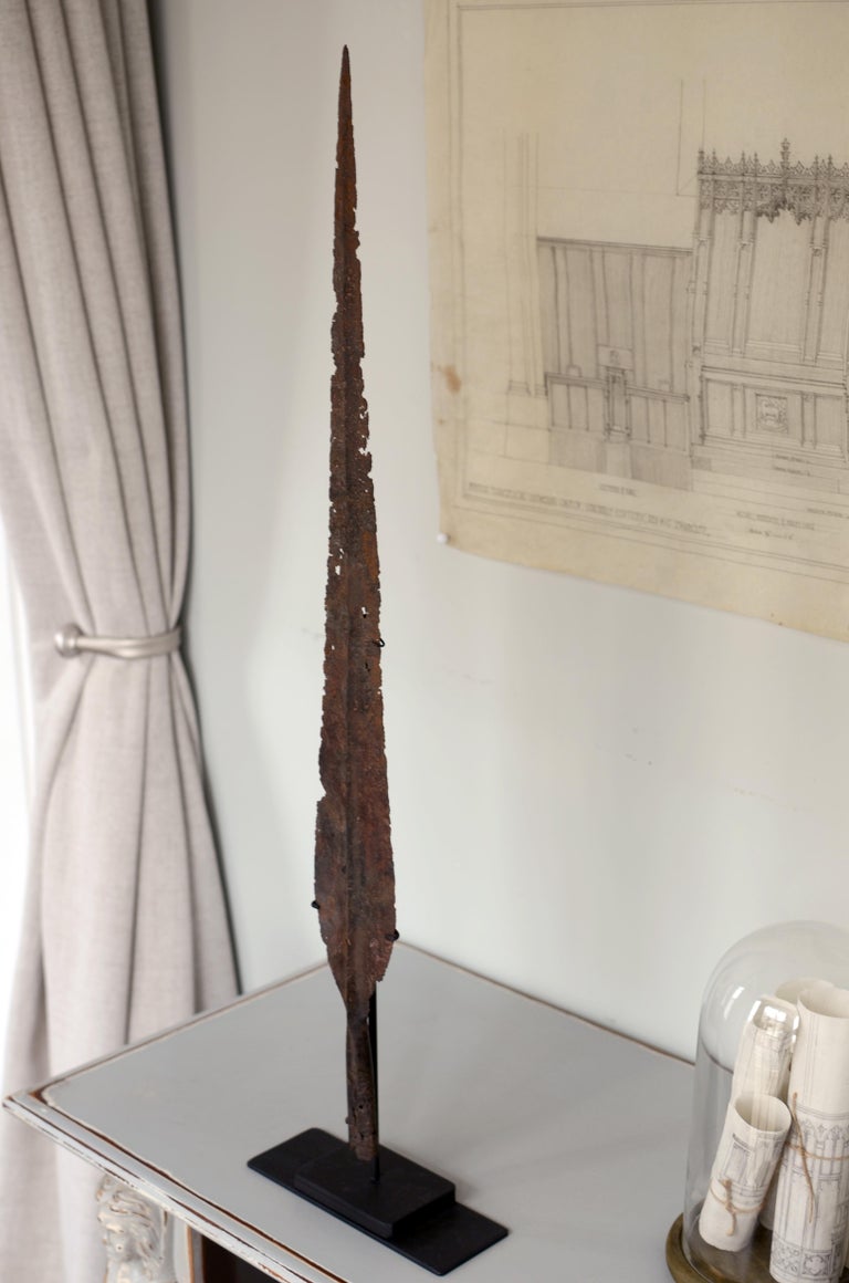 Tall Iron Age Spear Tip, Abstract Decorative Accent For Sale at 1stDibs