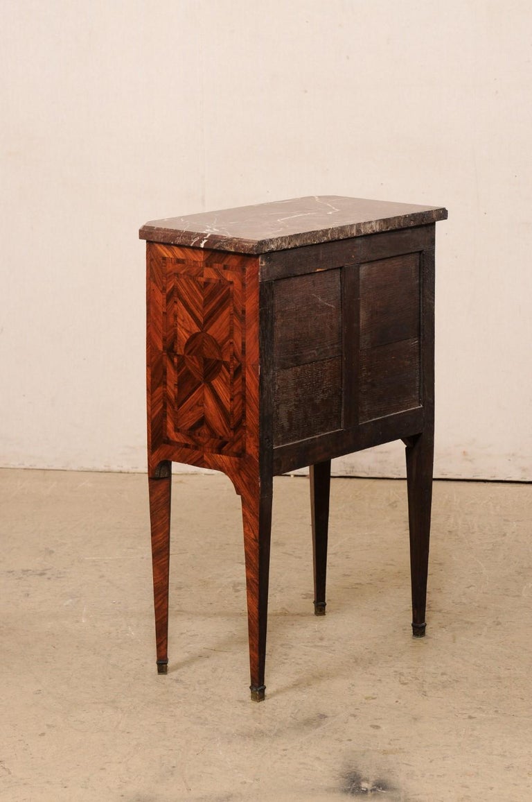 Tall Italian Comodino W/Fabulous Chevron Veneers and Original Marble ...