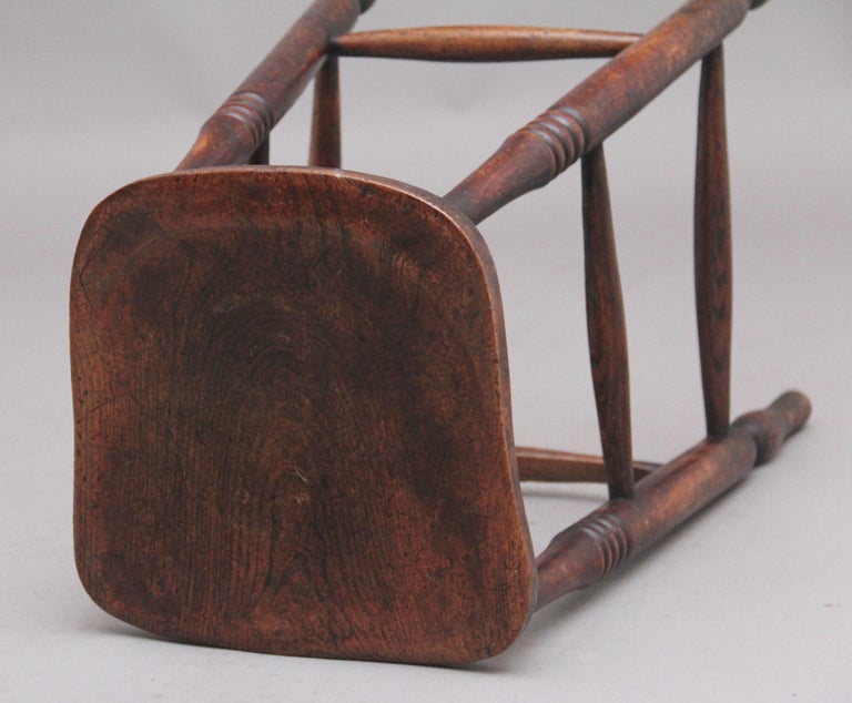 Tall Mid-19th Century Ash and Elm Stool For Sale at 1stDibs