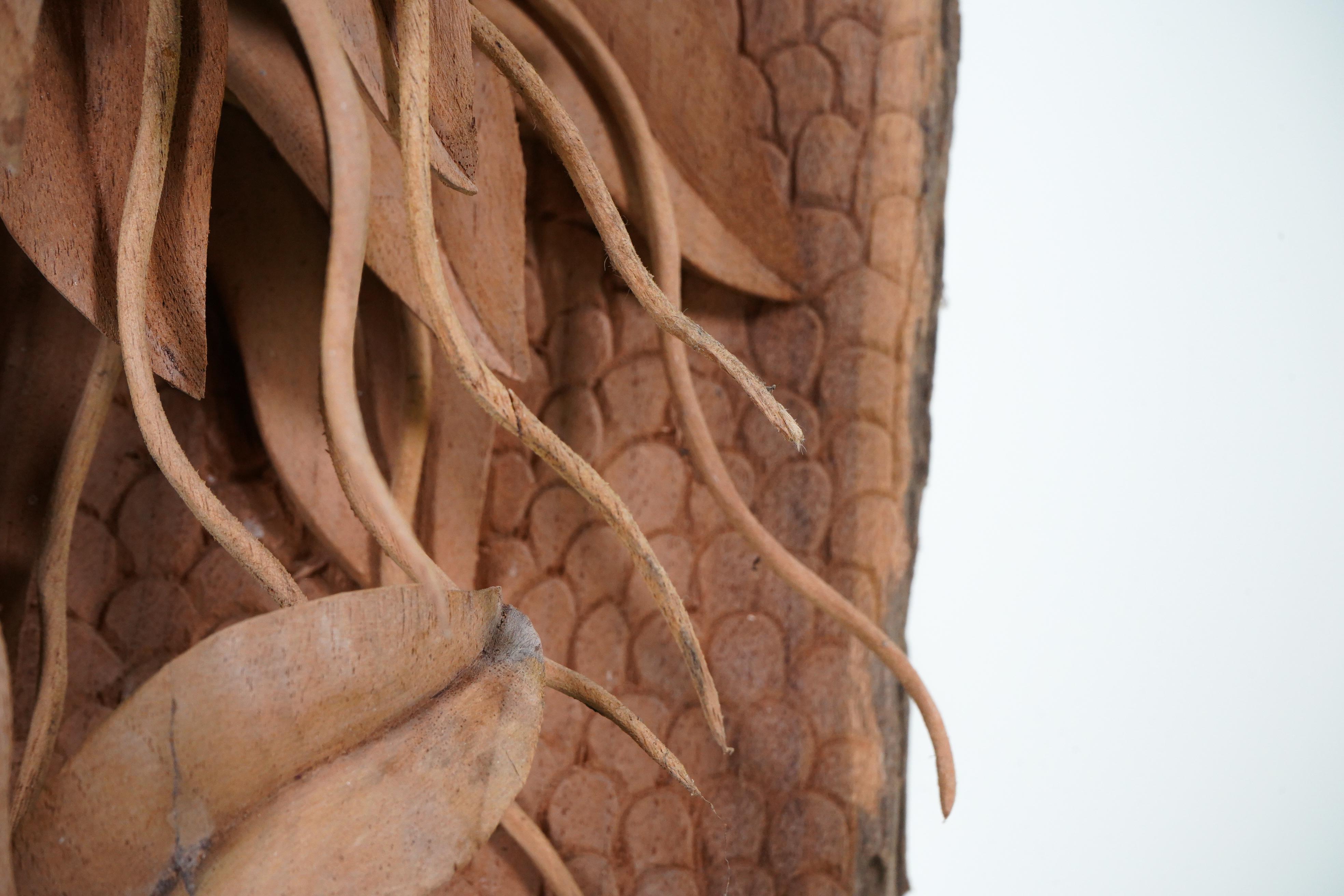 A Teakwood Carving of an Orchid For Sale at 1stDibs