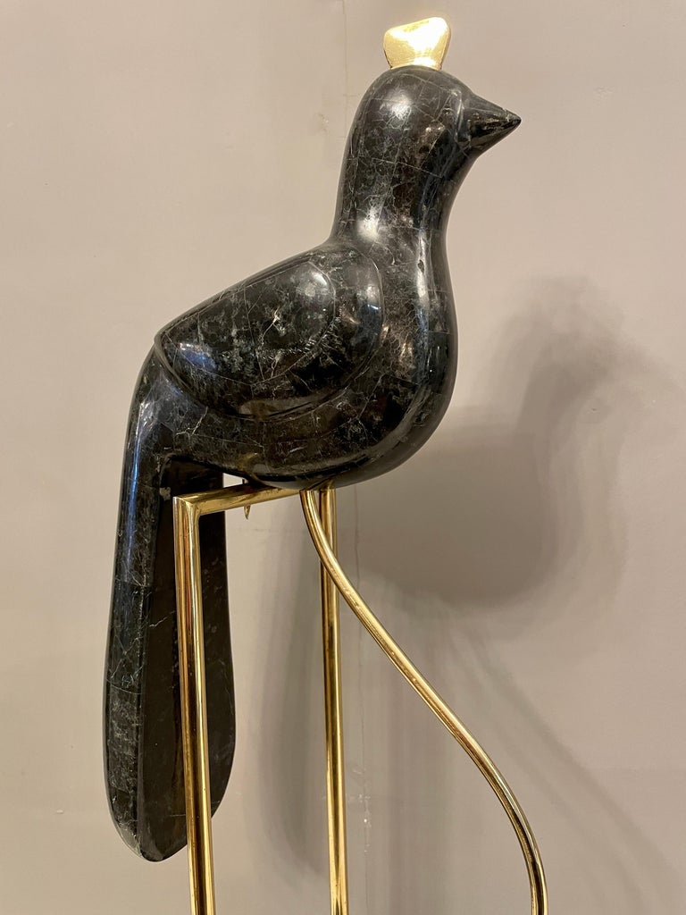 Tessellated Marble and Brass Bird by Maitland Smith at 1stDibs