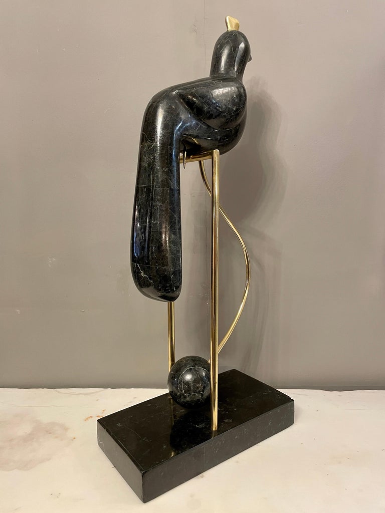 Tessellated Marble and Brass Bird by Maitland Smith at 1stDibs