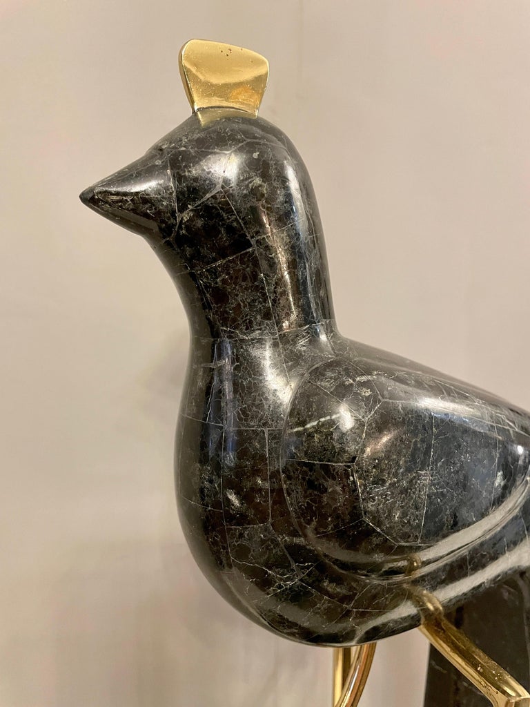 Tessellated Marble and Brass Bird by Maitland Smith at 1stDibs