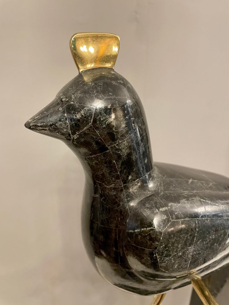 Tessellated Marble and Brass Bird by Maitland Smith at 1stDibs