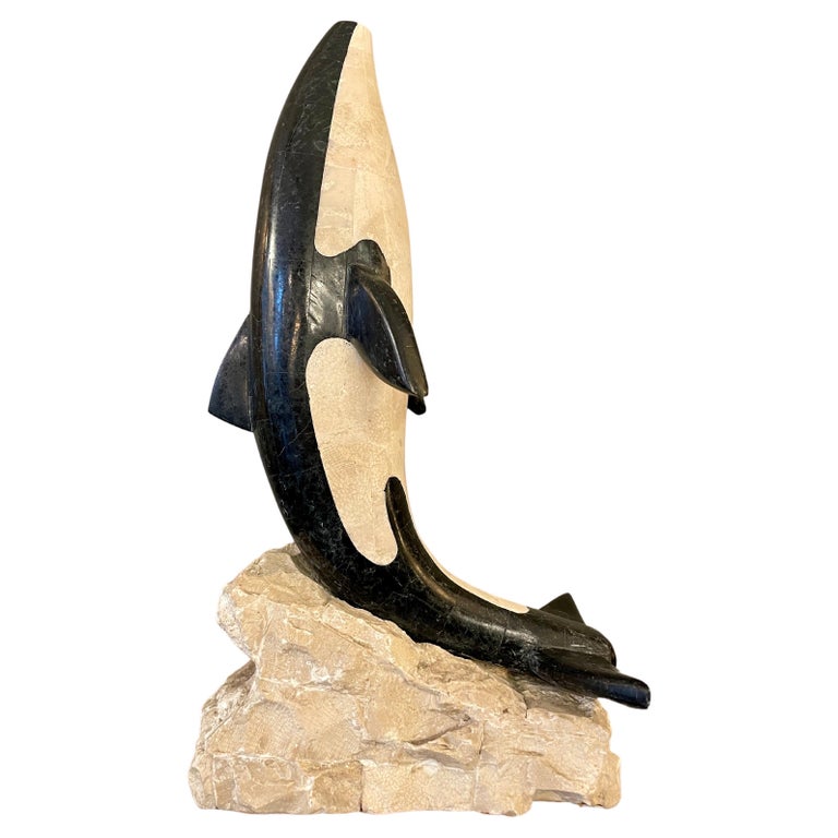 A Tessellated Marble Orca Sculpture By Maitland Smith For Sale at 1stDibs