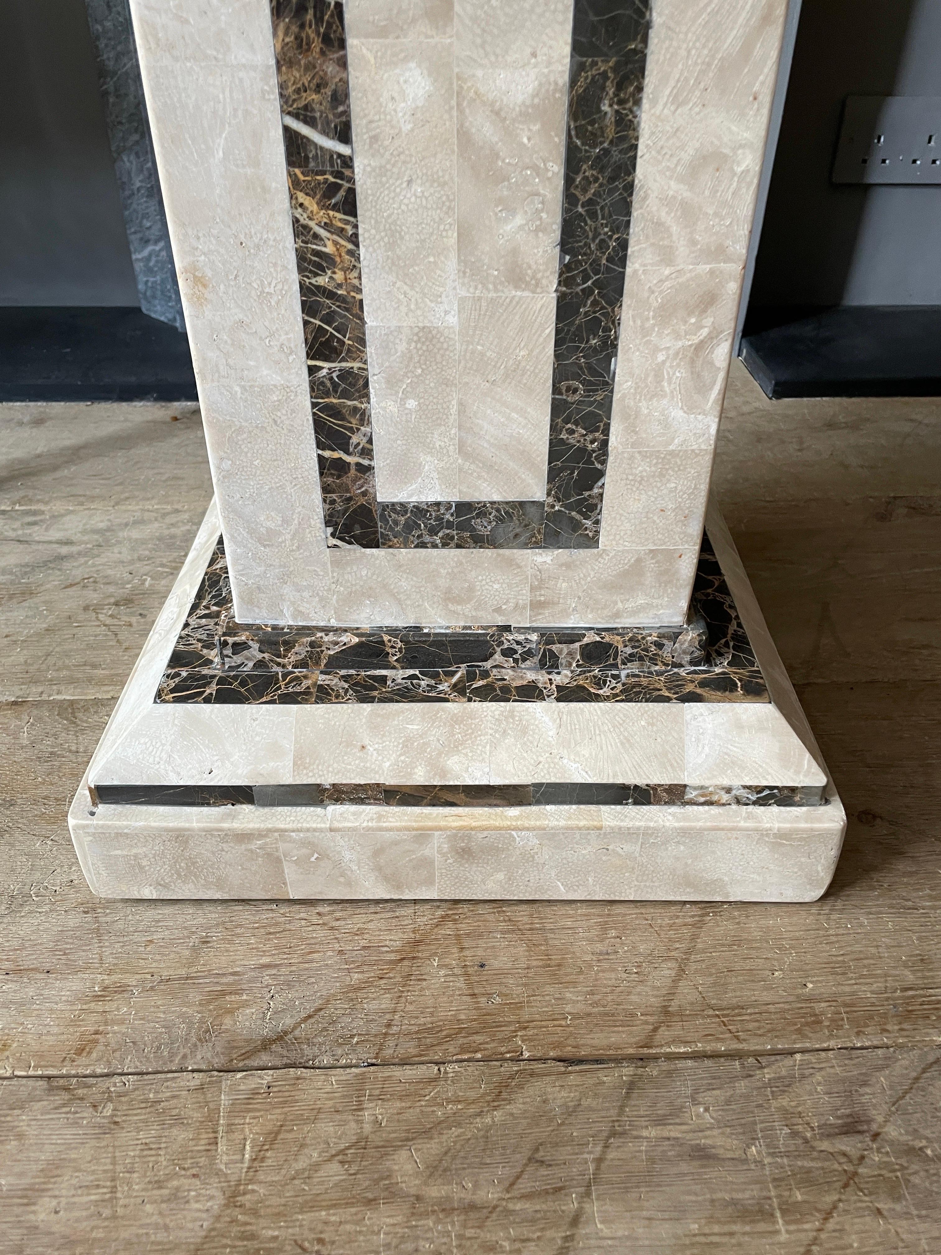 Tessellated Marble Pedestal by Maitland Smith For Sale at 1stDibs