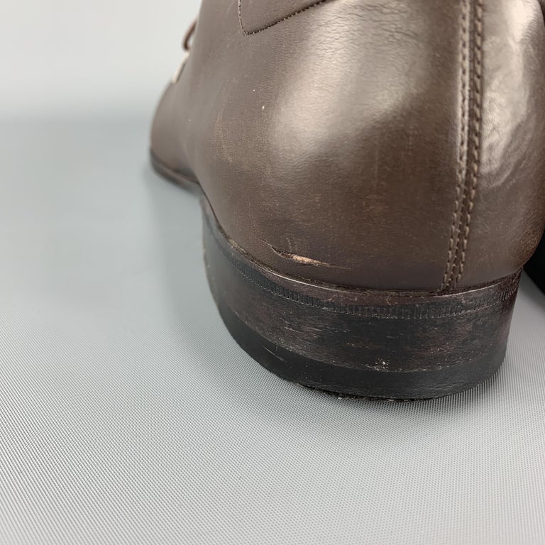 A. TESTONI Size 13 Brown Leather Cap Toe Lace Up For Sale at 1stDibs