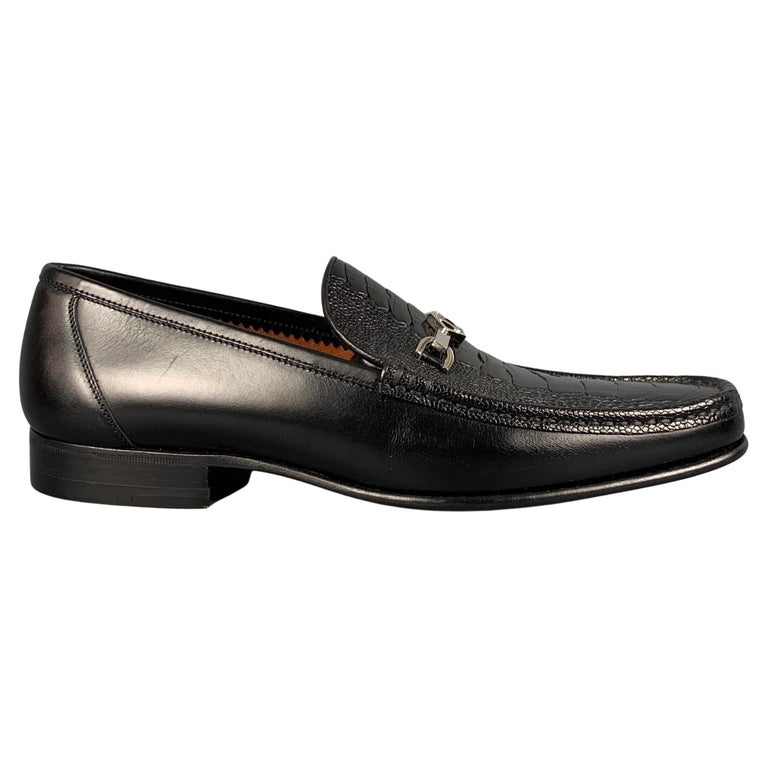 A. TESTONI Size 6 Black Embossed Leather Slip On Loafers For Sale at ...