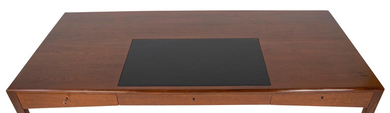 Three Drawer Teak Desk with Leather Insert in Top Designed by Severin ...