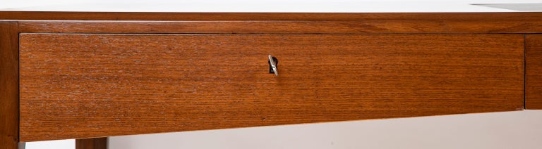Three Drawer Teak Desk with Leather Insert in Top Designed by Severin ...