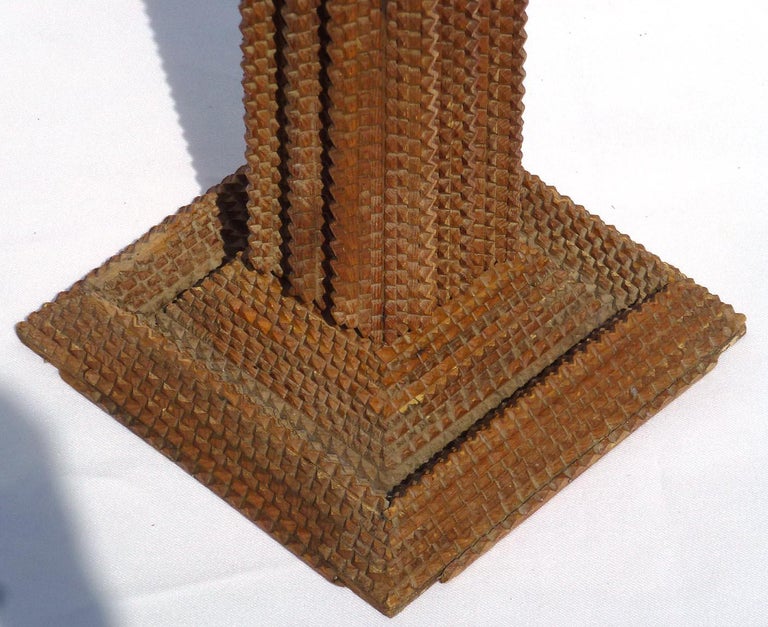 Tramp Art Pedestal Stand with a Print of a Stag Set under Glass in the ...