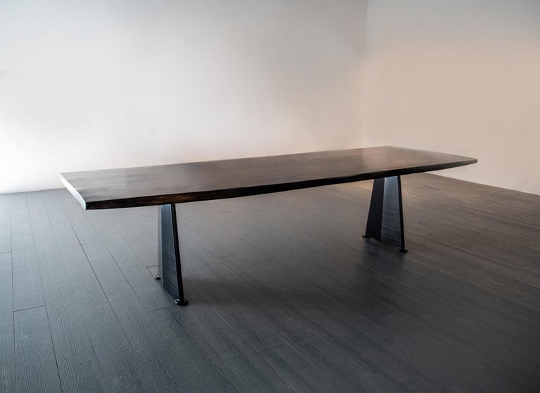 Tropical Hardwood Top Trapeze Table by Jean Prouvé For Sale at 1stDibs