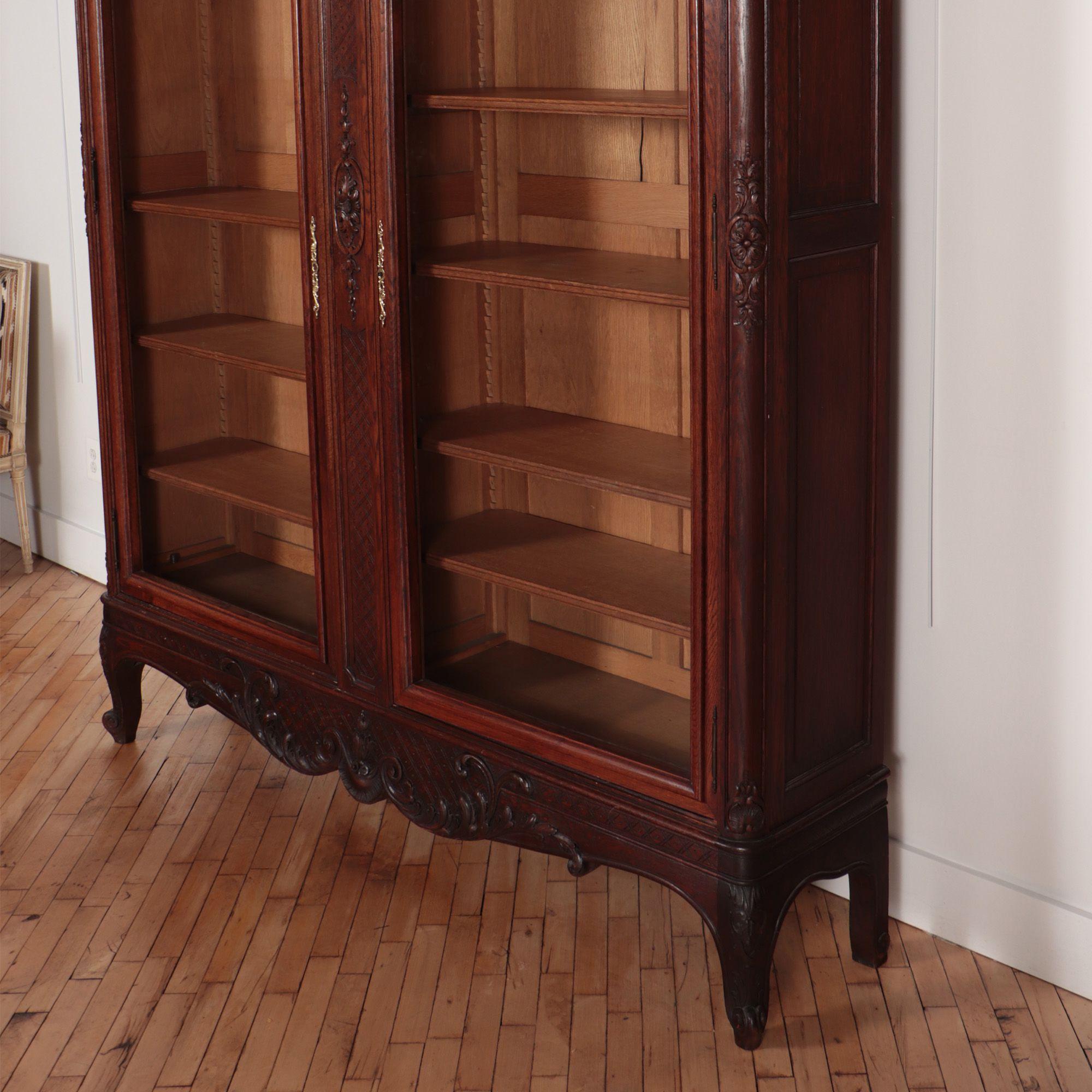 Two Door Louis XV Style French Oak Bookcase, circa 1900 at 1stDibs