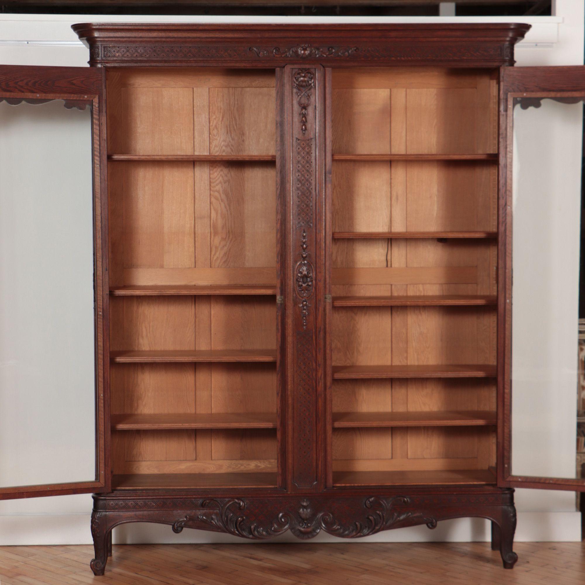 Two Door Louis XV Style French Oak Bookcase, circa 1900 at 1stDibs