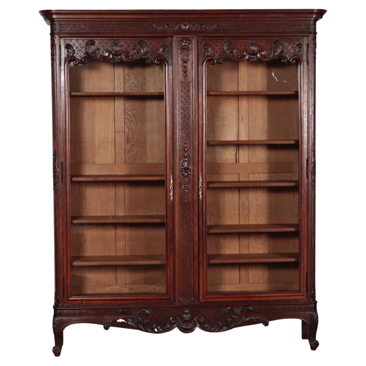 Two Door Louis XV Style French Oak Bookcase, circa 1900 at 1stDibs
