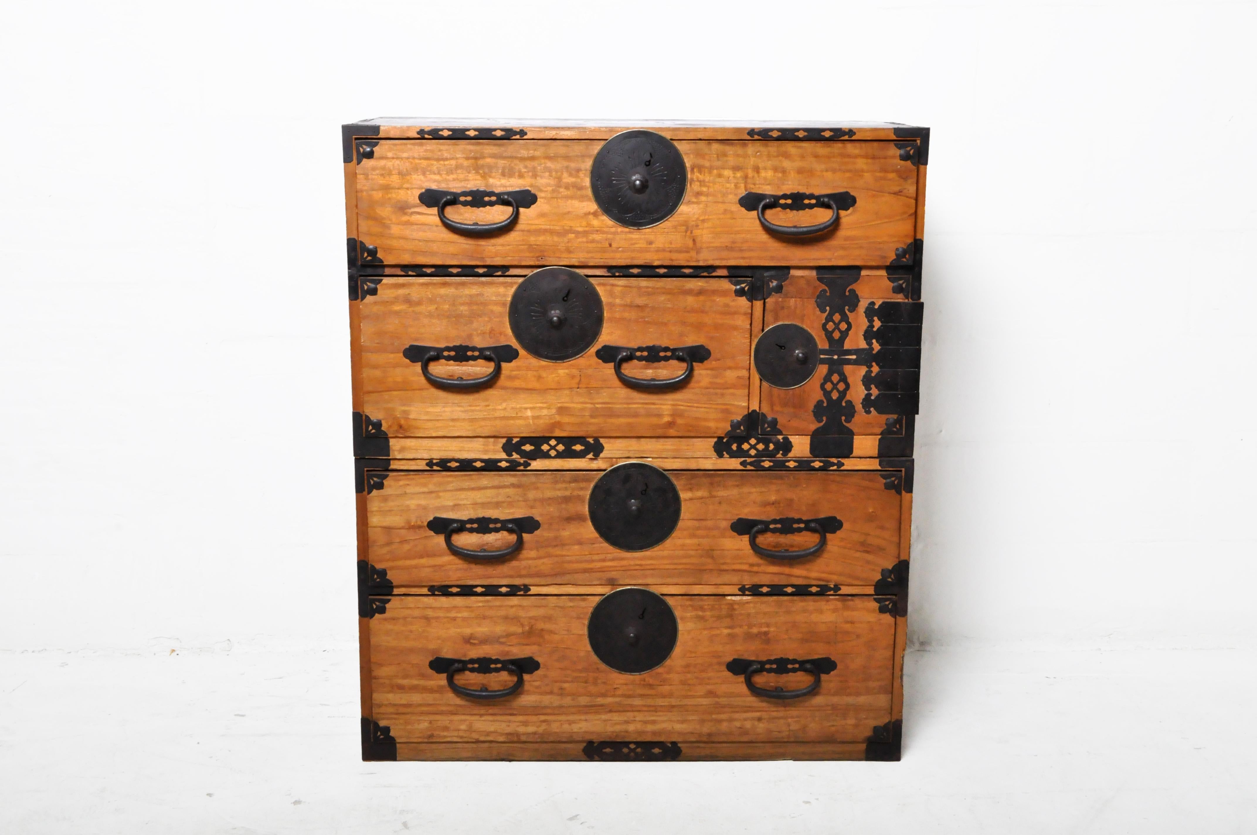 Two-Part Japanese Tansu Chest at 1stDibs | japanese tansu chests for sale
