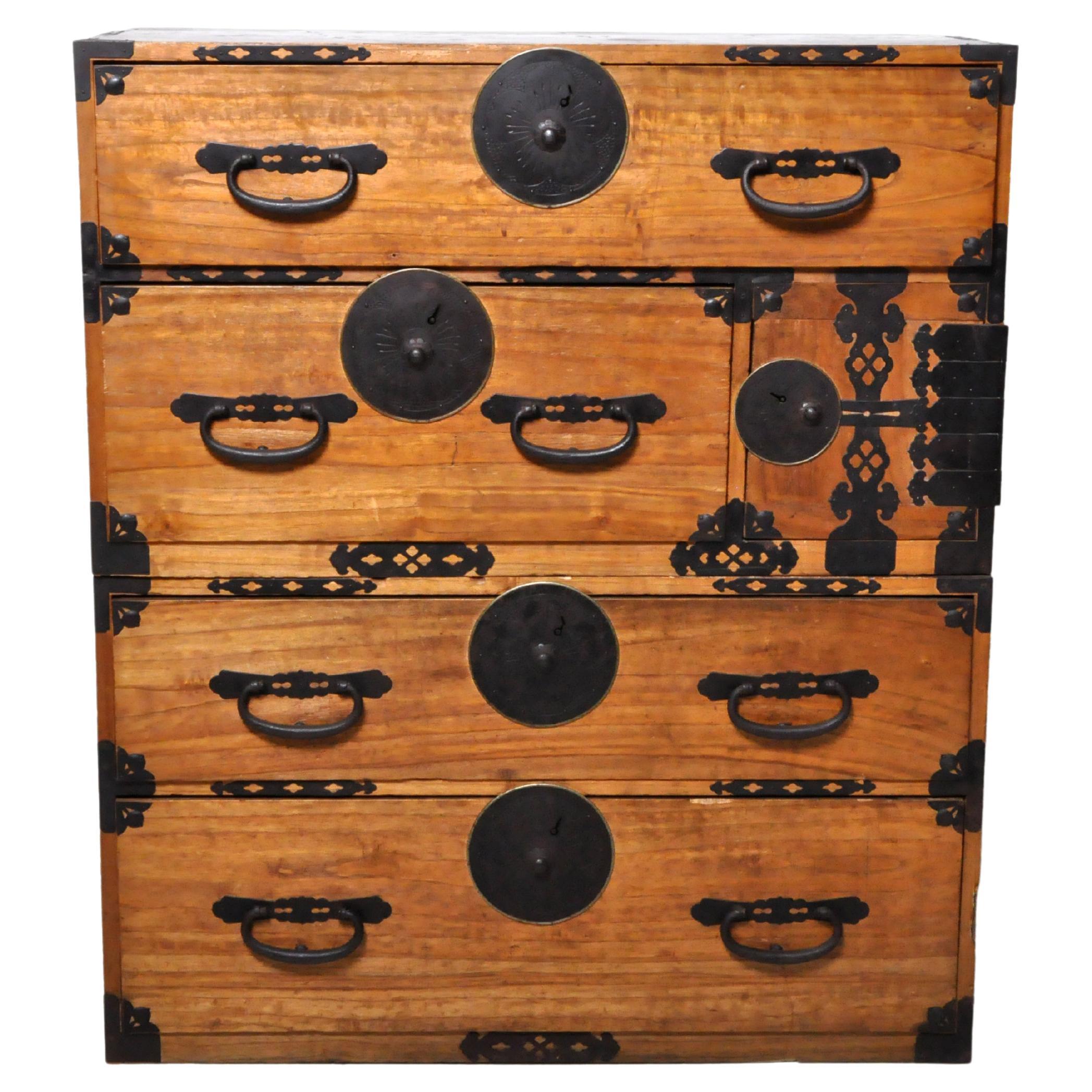 Japanese Tansu with Hand-Forged Hardware at 1stDibs