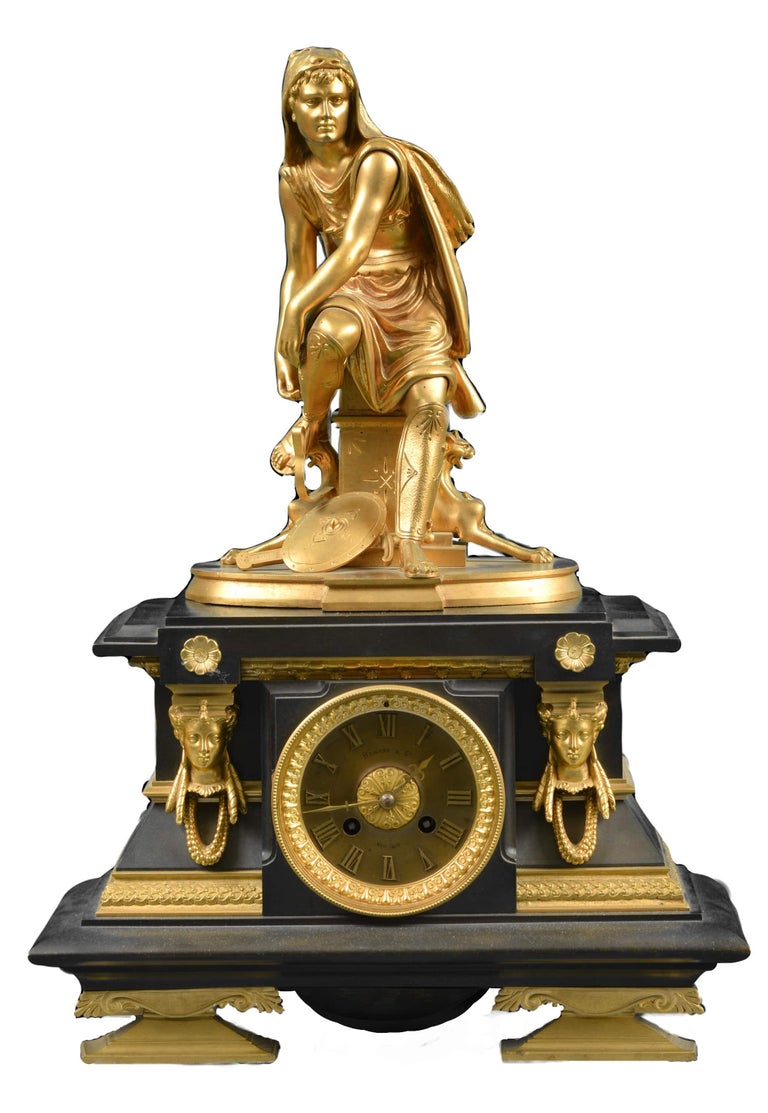 Two-Piece Bronze Garniture for a Mantel Clock by François Mage For Sale ...
