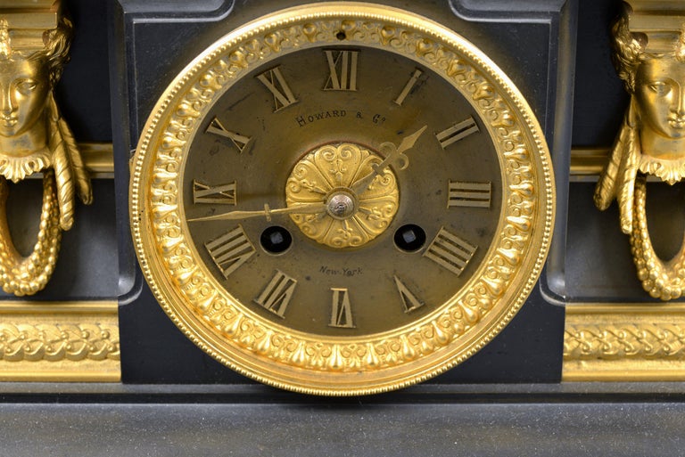 Two-Piece Bronze Garniture for a Mantel Clock by François Mage For Sale ...