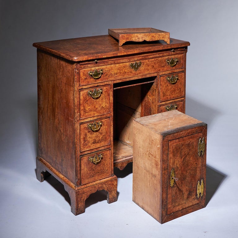 Unique 18th Century George II Pollard Oak and Walnut Kneehole Desk ...