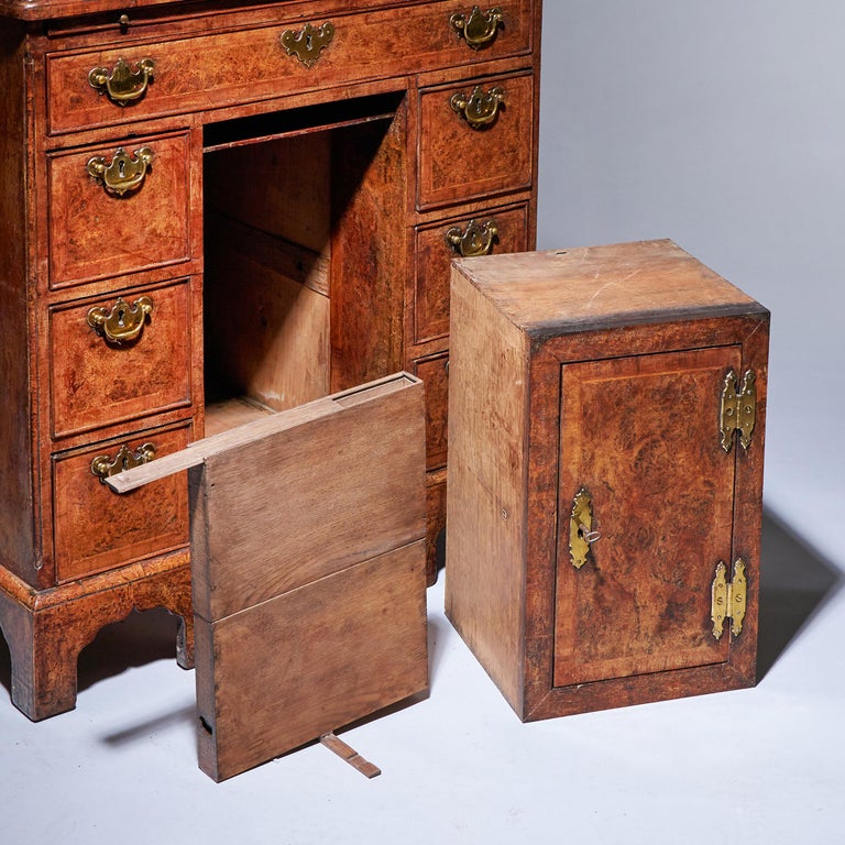 Unique 18th Century George II Pollard Oak and Walnut Kneehole Desk ...