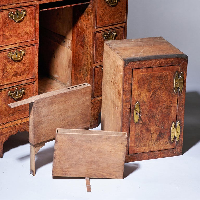 Unique 18th Century George II Pollard Oak and Walnut Kneehole Desk ...