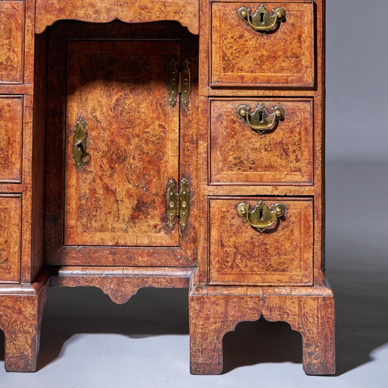 Unique 18th Century George II Pollard Oak and Walnut Kneehole Desk ...