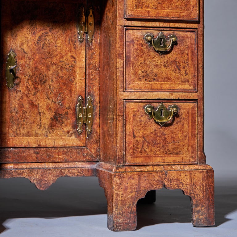 Unique 18th Century George II Pollard Oak and Walnut Kneehole Desk ...